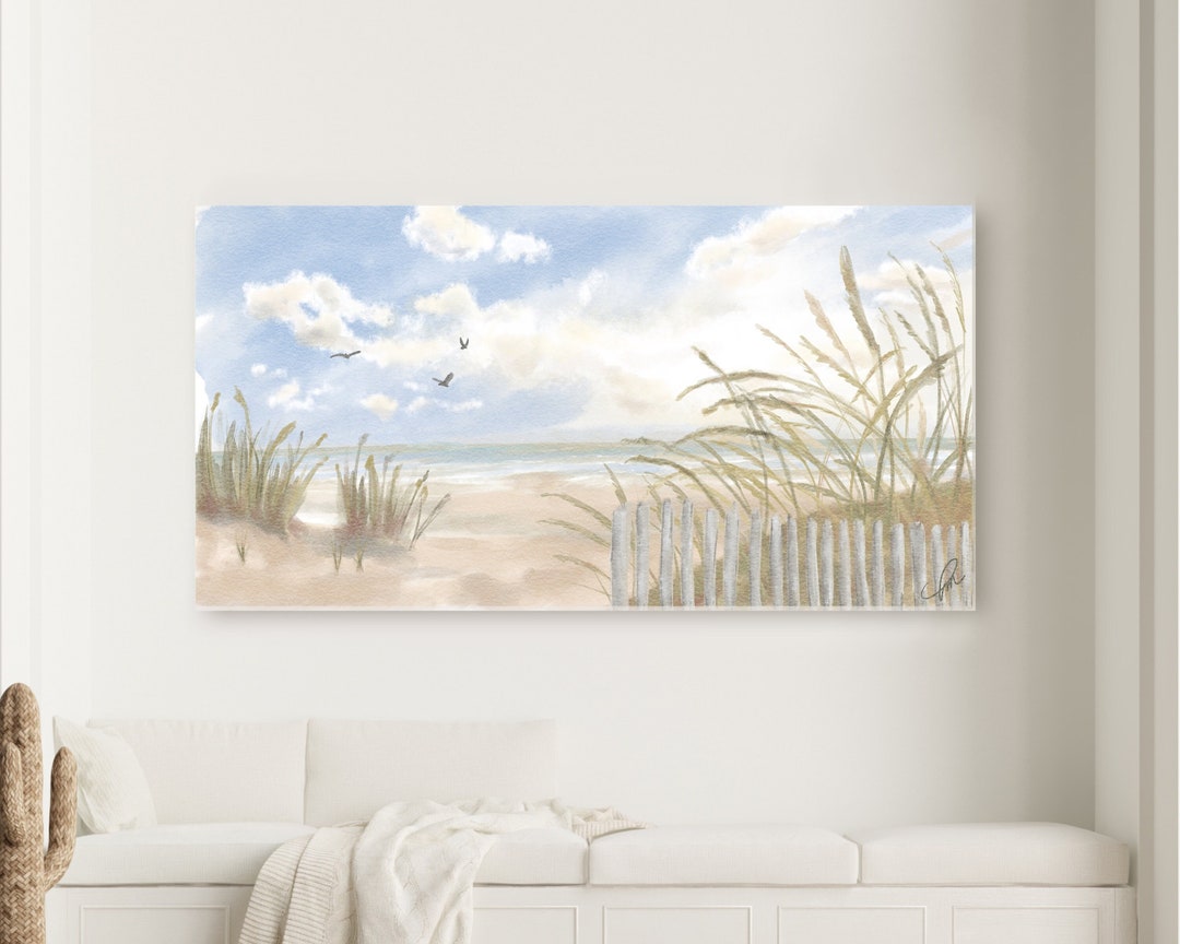 Seascape Watercolor Coastal Wall Art Seashore Art Sand Dunes Watercolor ...