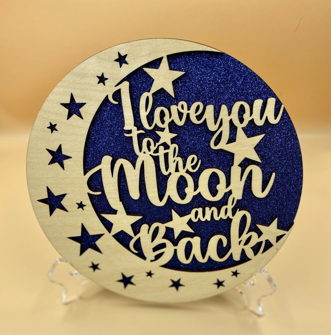 Love You to the Moon & Back Wall Decoration, Birch Wood and Colored ...
