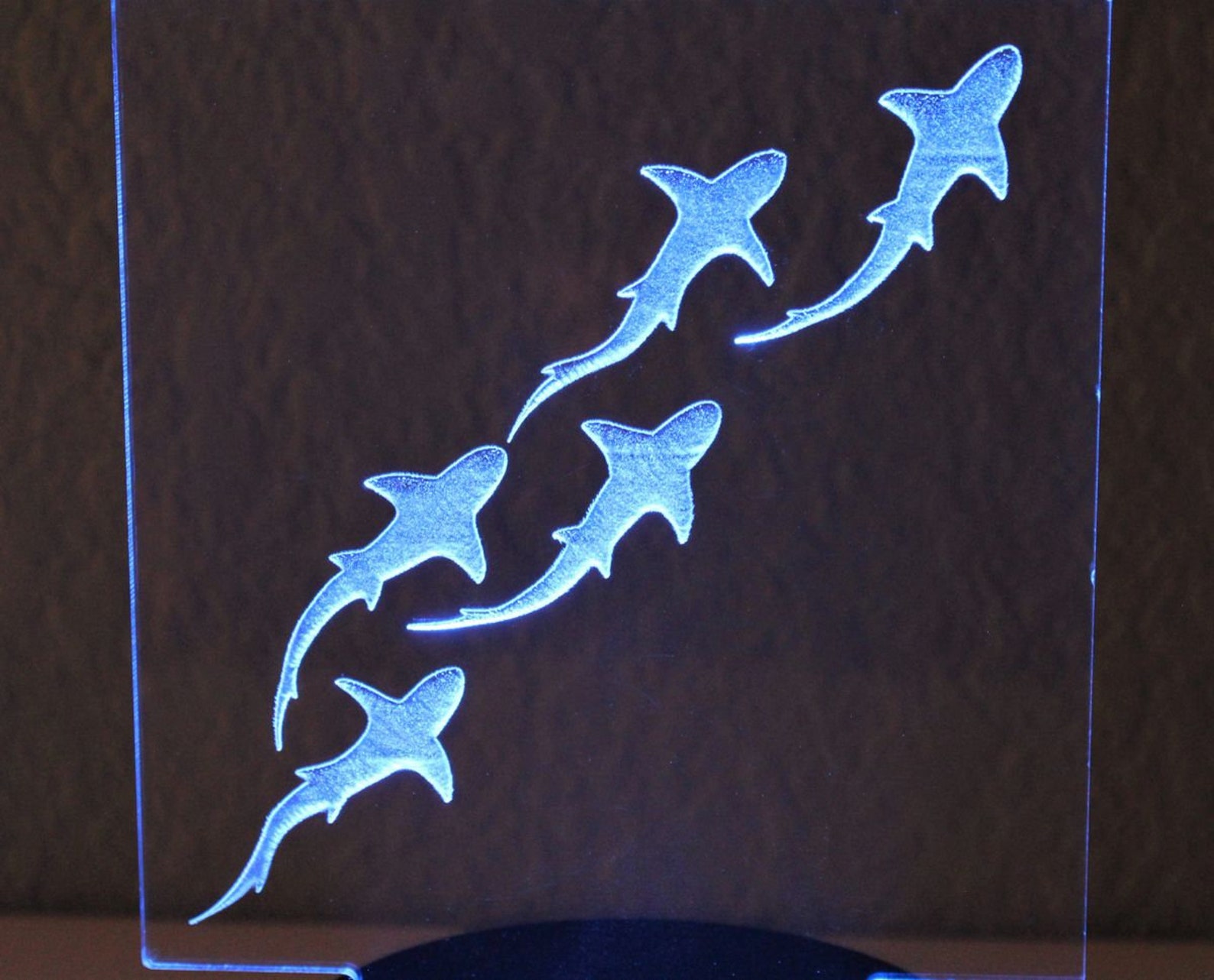 Sharks Acrylic Art, 3D Engraved LED Panel Lamp, Night Light, Bar Sign ...