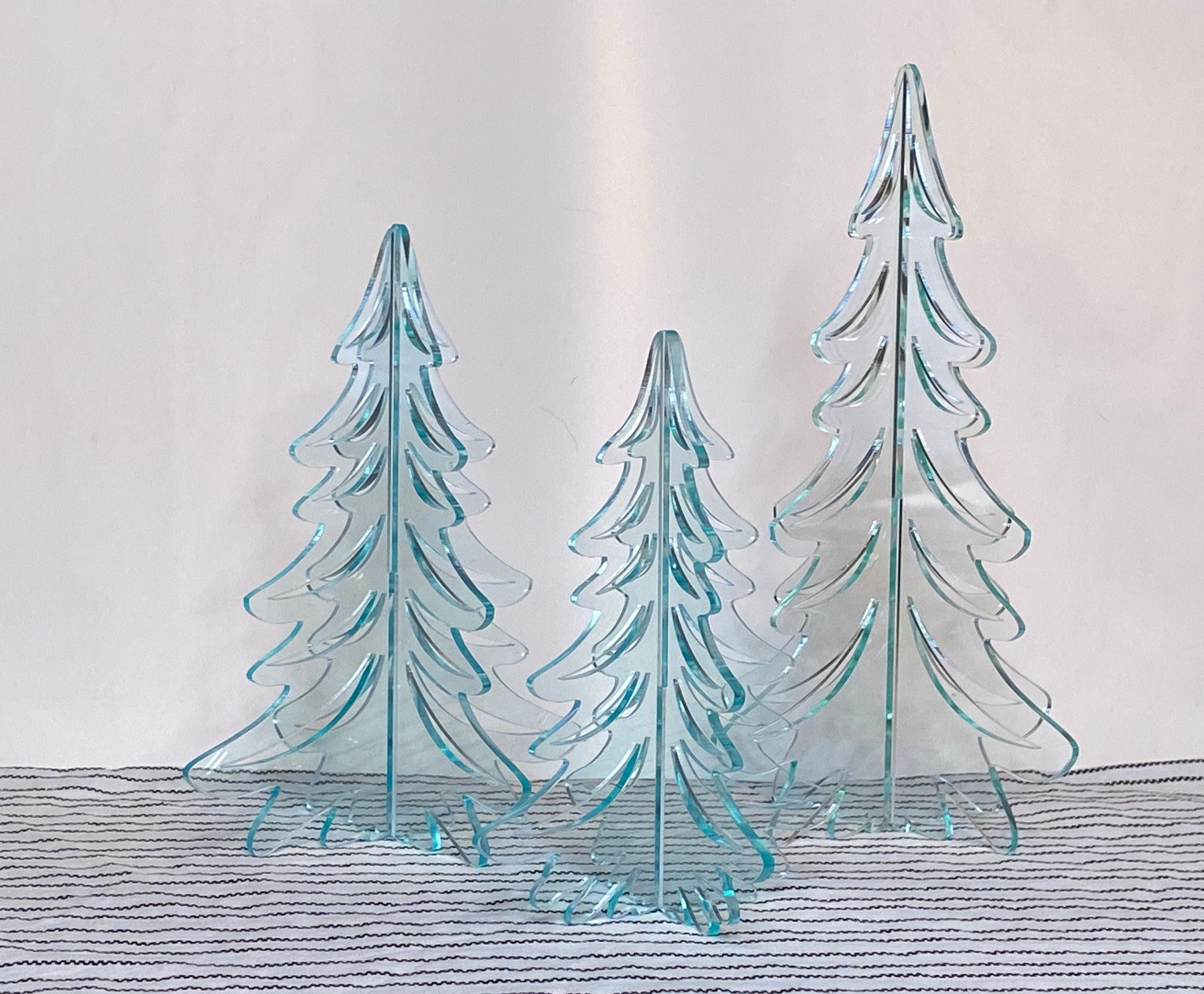 Clear Acrylic Christmas Tree Set: Modern Holiday Tabletop Decor - Etsy