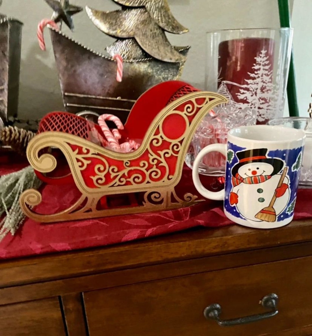 Sleigh Table Decoration, Candy Tray, Santa Sleigh, Christmas Decoration ...