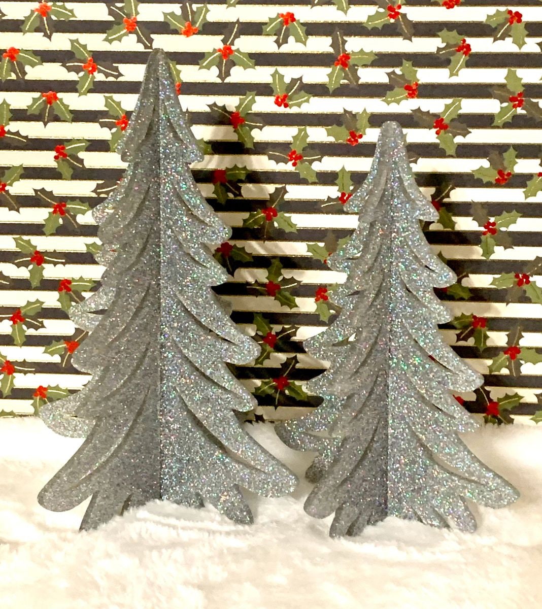 Confetti Glitter Acrylic Accent Trees Set Forest Scene Pop - Etsy