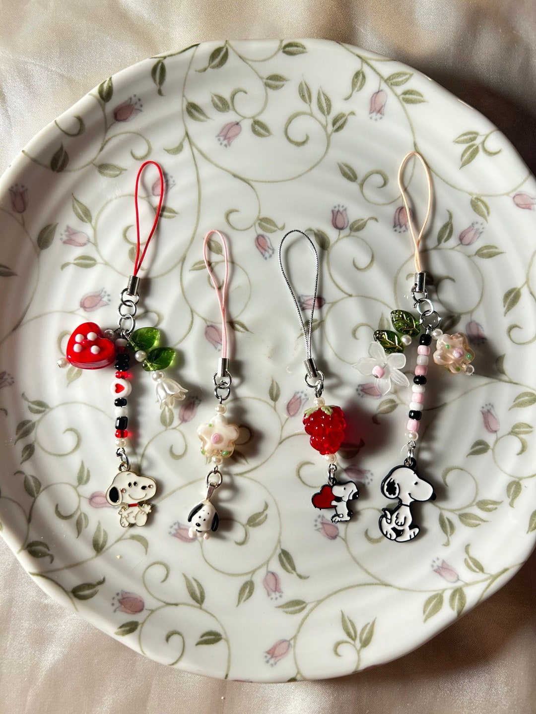 Cottagecore Aesthetic White Cartoon Animated Dog Beaded Phone Charm - Etsy
