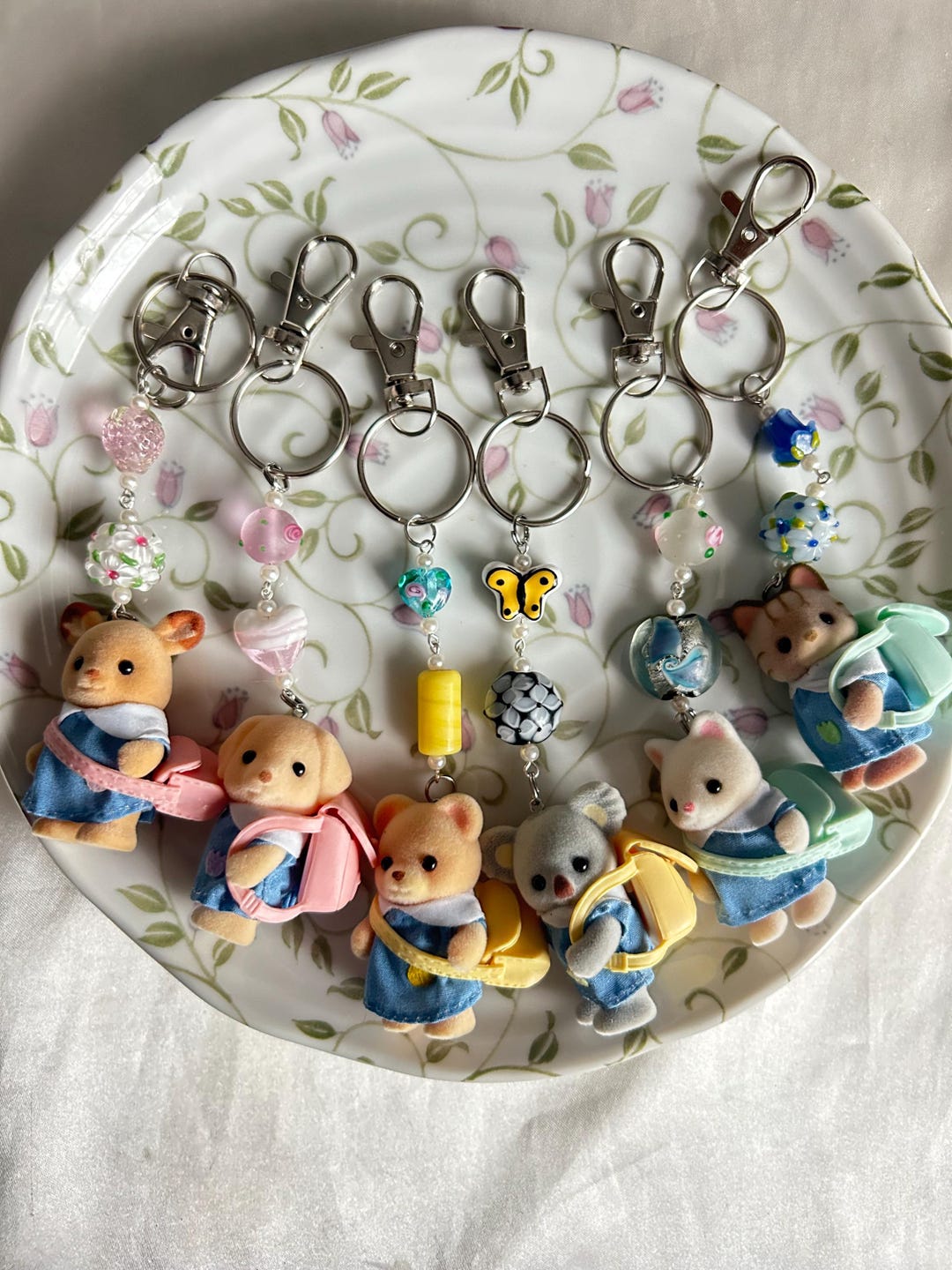 Calico Animal School Critters Cottagecore Keychains | Nursery Playmates ...