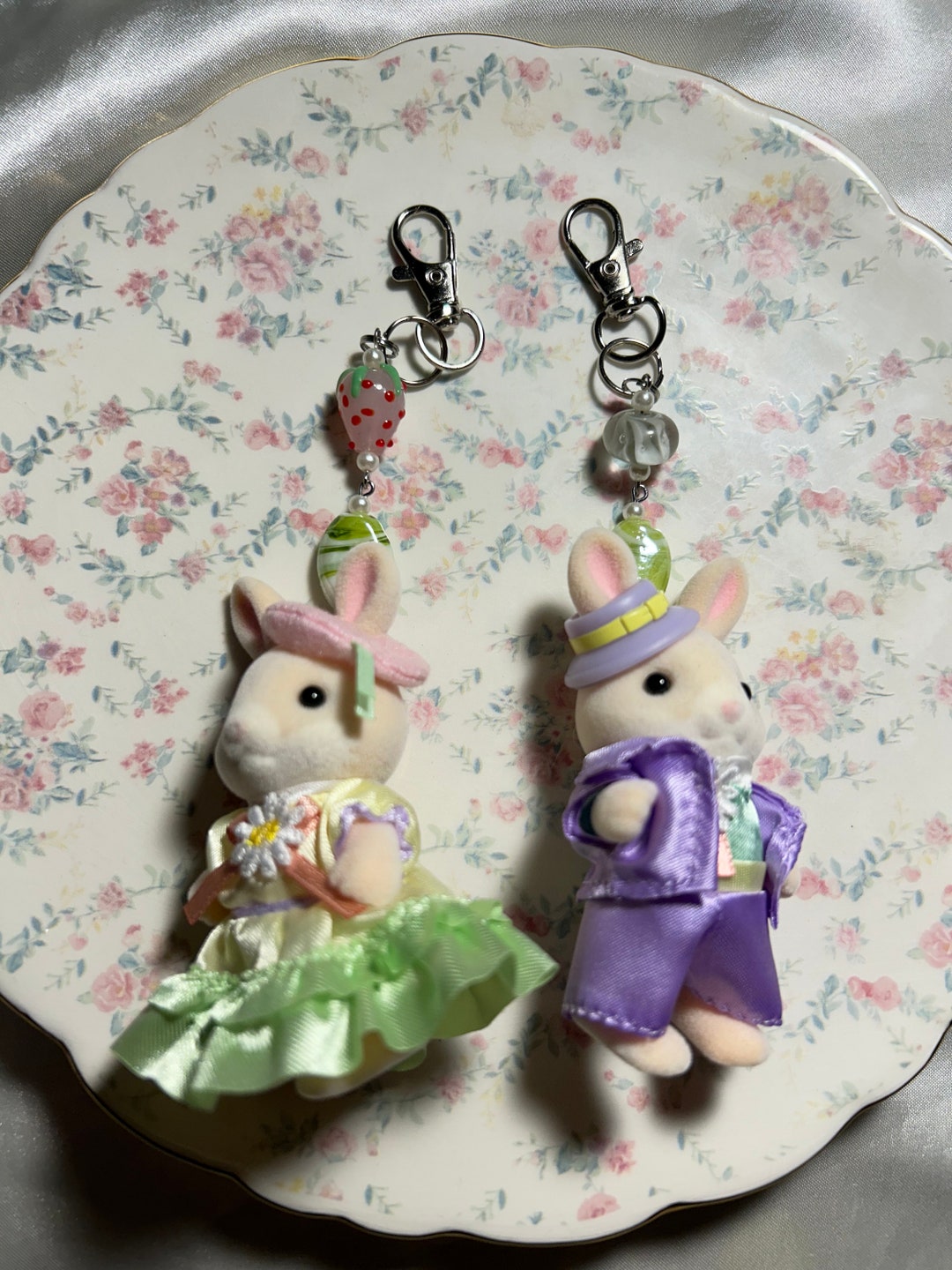 Cottagecore Easter Calico Animal Beaded Keychain Critter Easter ...