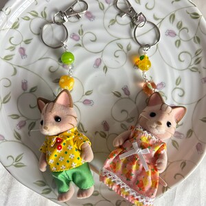 Cottagecore Animal Calico Kawaii Critters Beaded Keychains Striped Cat ...