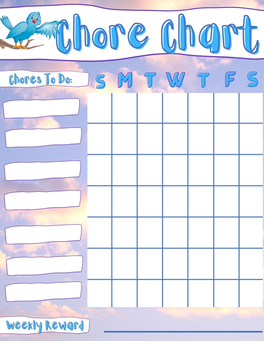 Bird Chore Chart Kids Reward Chart Behavioral Chart - Etsy Australia