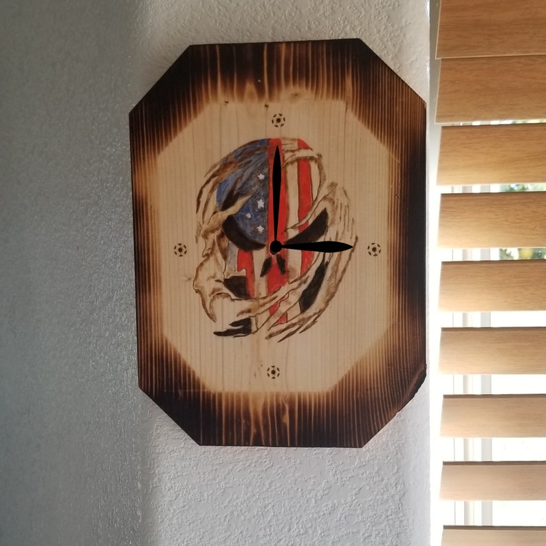 Patriotic Skull Flag Clock - Etsy