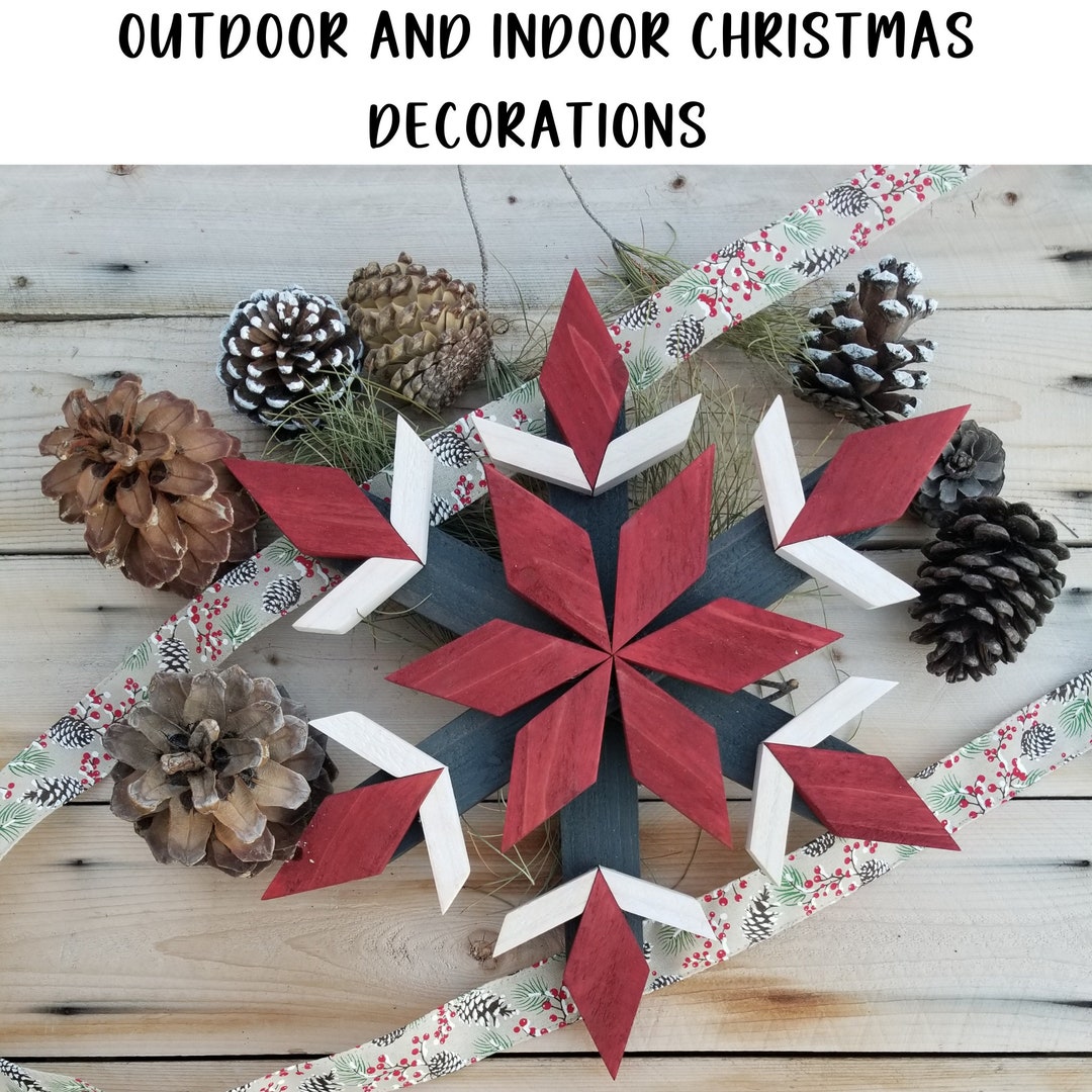 Rustic Wood Snowflake Wood Snowflake 16 Inch Stained Wood - Etsy