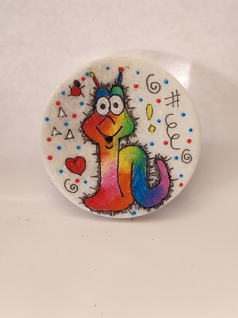 Worm Art, Handmade Painted Rock. Worm Hand-painted - Etsy