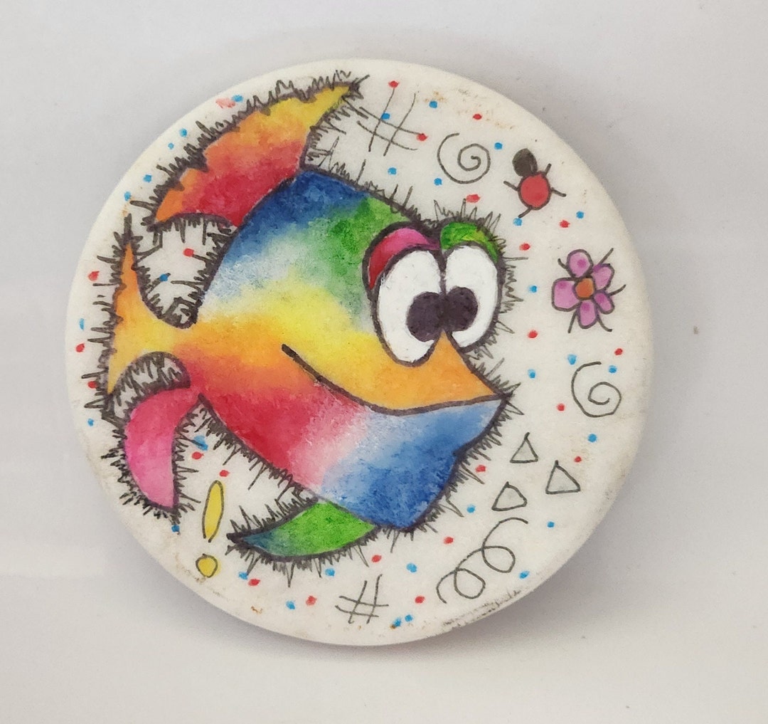 Whimsical Fish Art, Handmade Painted Rock. Animal Fish Hand-painted - Etsy
