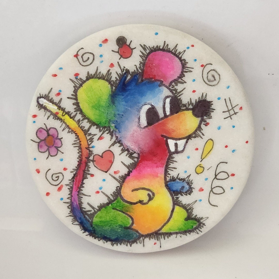 Mouse WHIMSICAL Art, Handmade Painted Rock. Animal Mouse Hand-painted ...