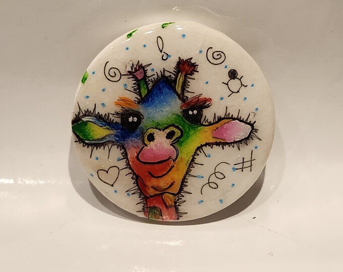 Giraffe Whimsical Art,handmade Painted Rock. Animal Giraffe Hand ...