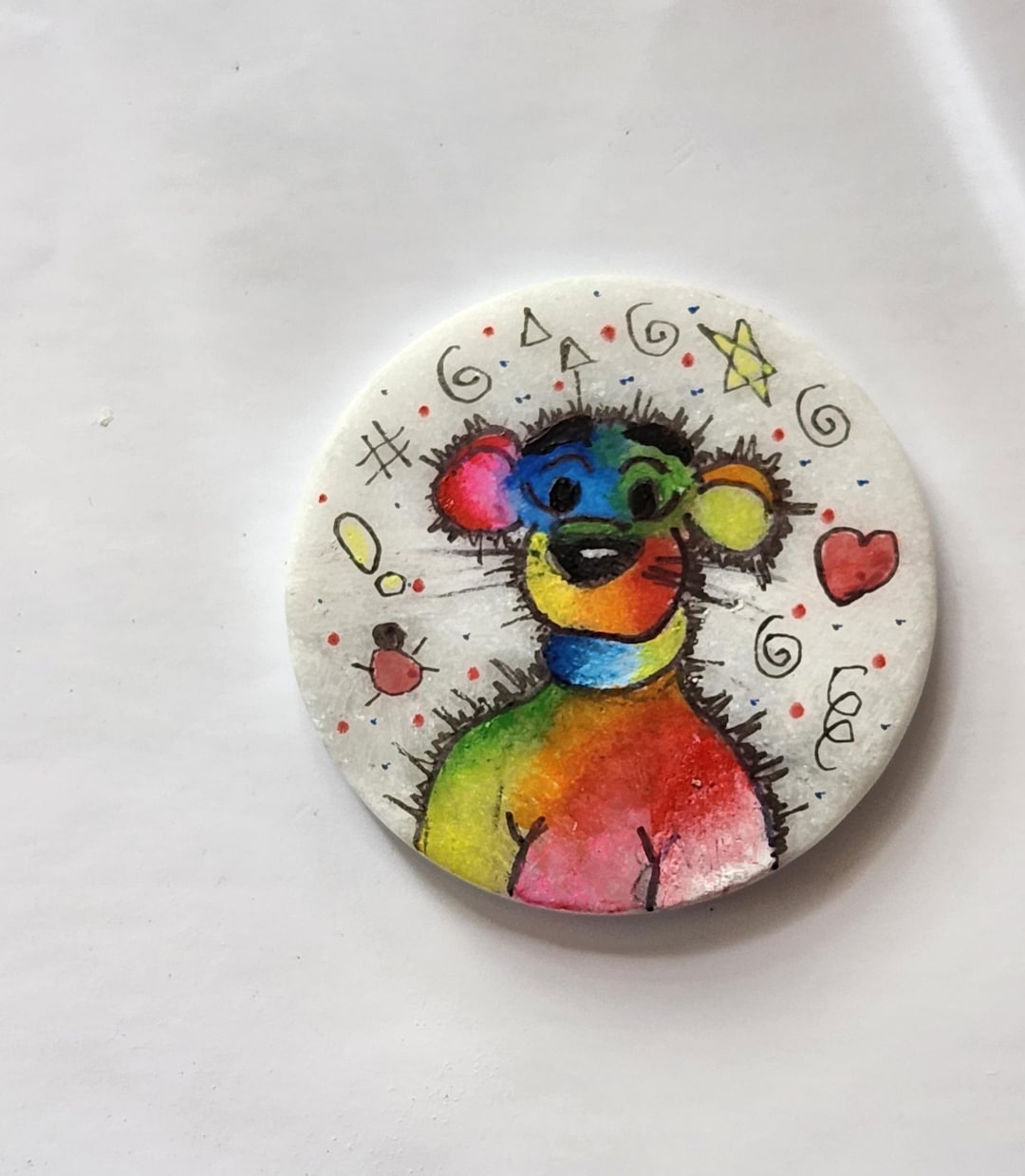Tigger White Rock , Handmade Painted Animal. Tigger Hand-painted, - Etsy