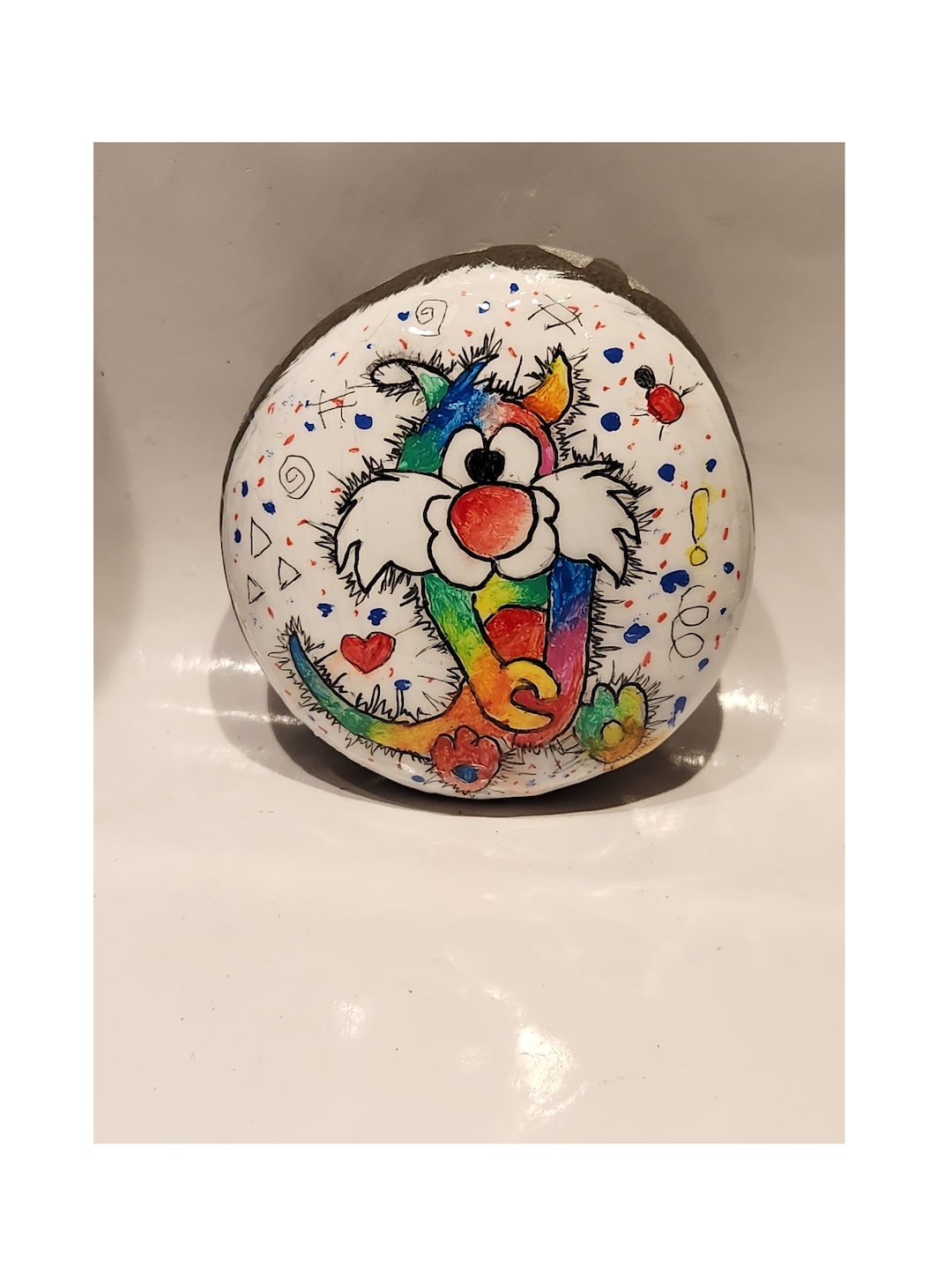 Cat WHIMSICAL, Handmade Painted Rock. Hand-painted Rock Animal Cat - Etsy