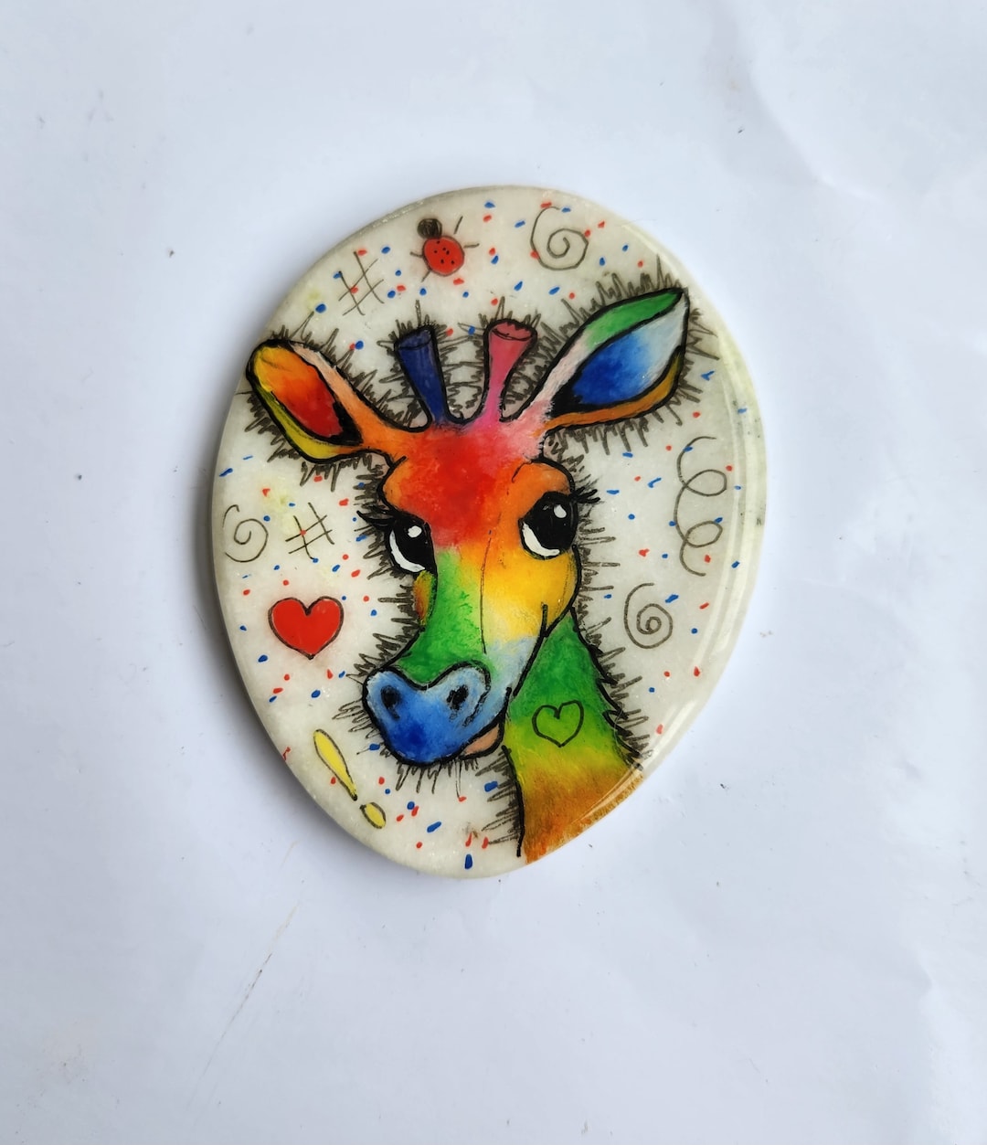 Giraffe Whimsical Art,handmade Painted Rock. Animal Giraffe Hand ...