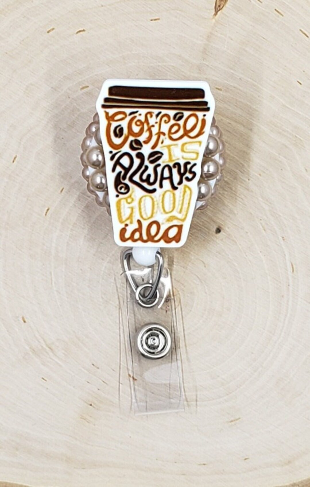 Coffee Badge Reel | Coffee Tumbler Badge Reel | Teacher Badge Holder ...