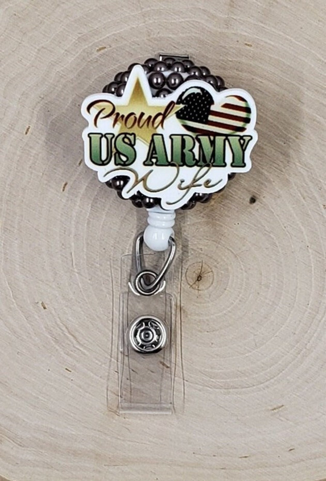 Army Wife Badge Reel | USA Badge Reel | Flag Badge Reel | Badge Holder ...