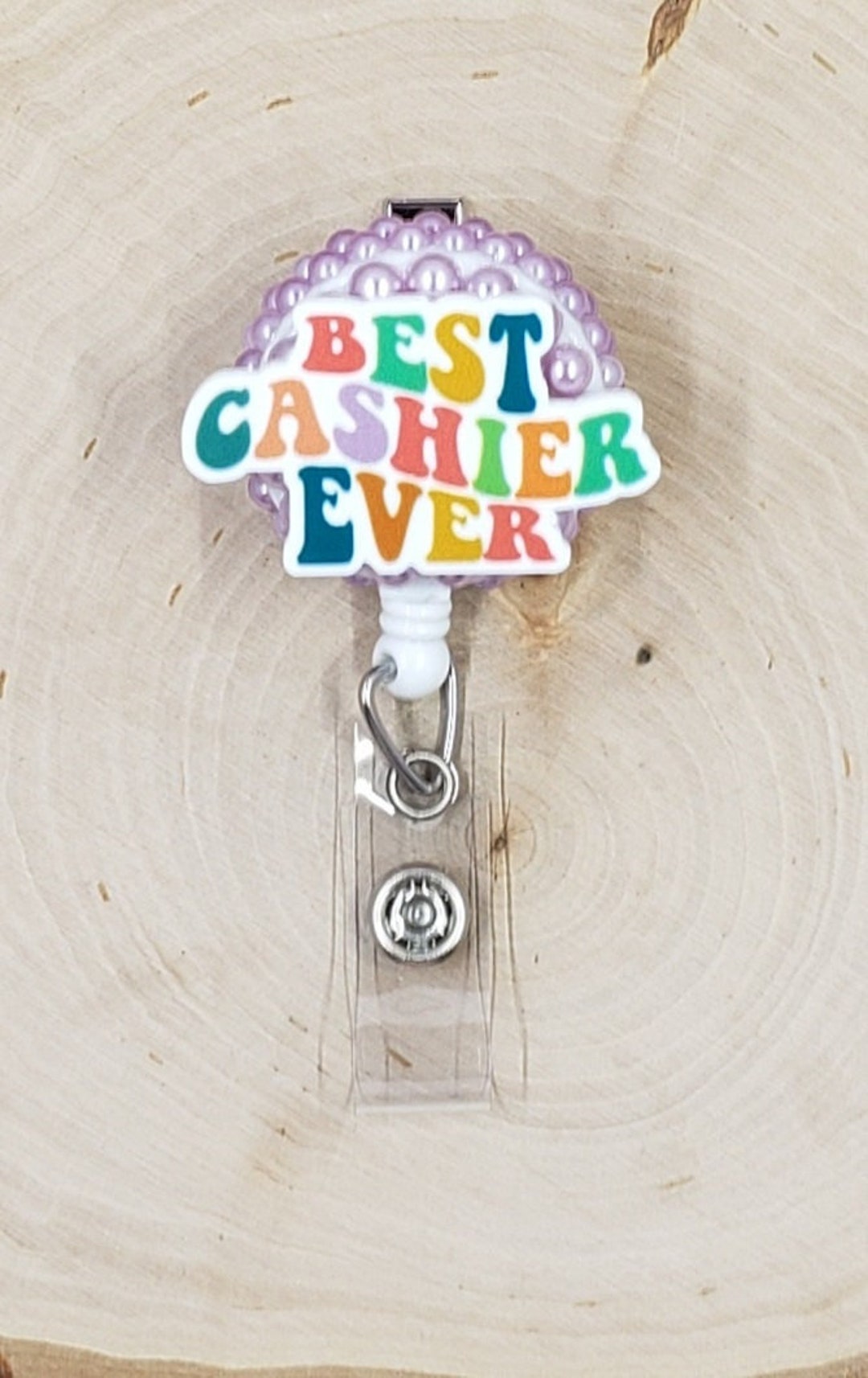 Best Cashier Ever Badge Reel | Store Clerk Retractable Badge Reel ...
