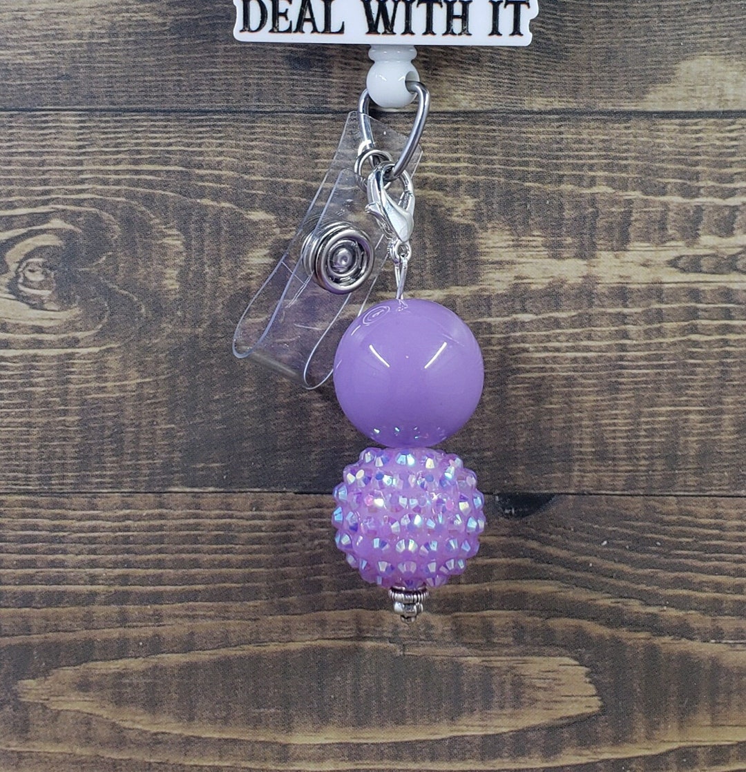 Bubblegum Bead Badge Reel Charm | Zipper Charm | Planner Charm | Badge ...