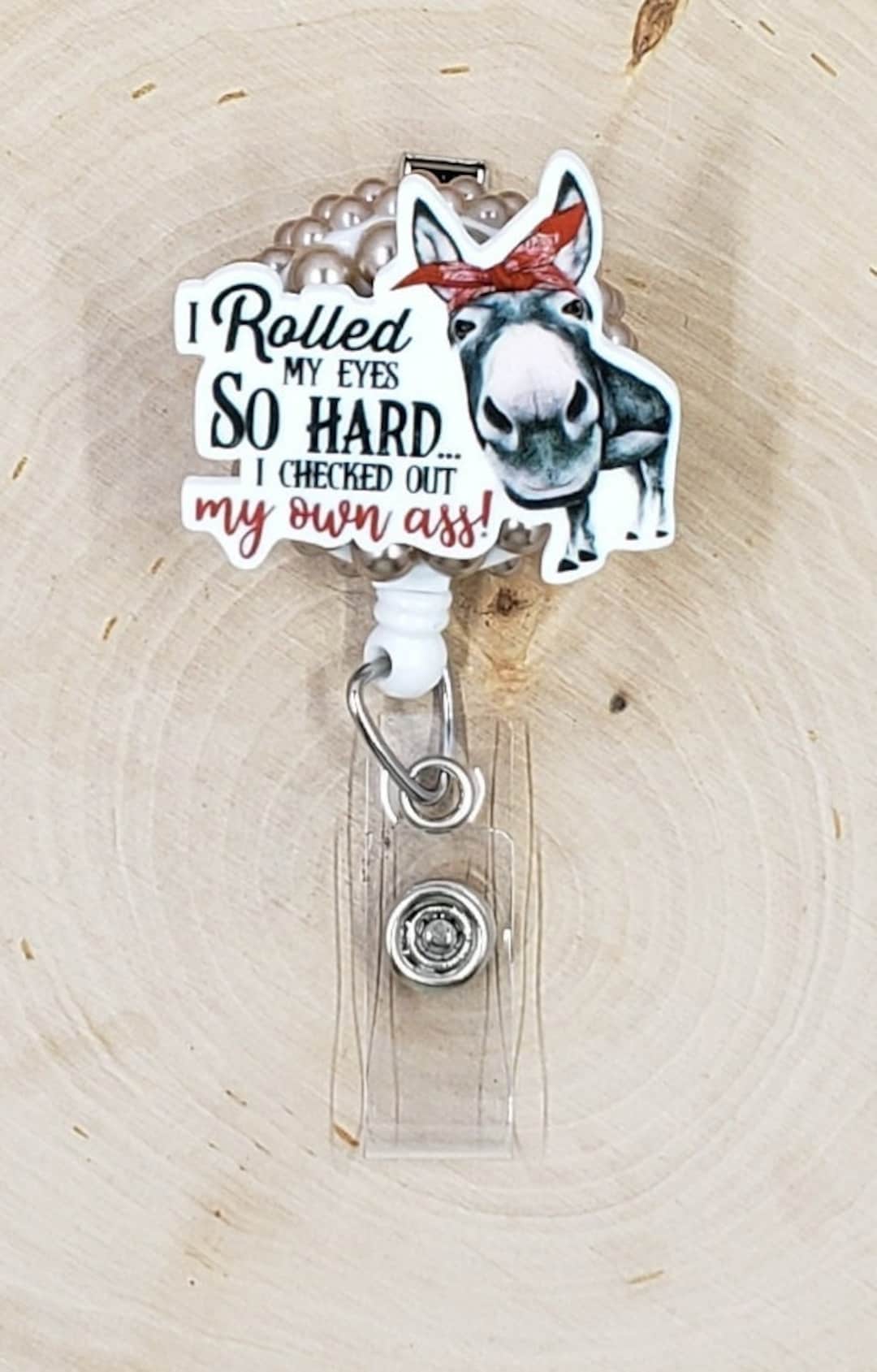 Eyeroll Donkey Badge Reel | Humor Badge Reel | Sarcasm Badge Holder ...