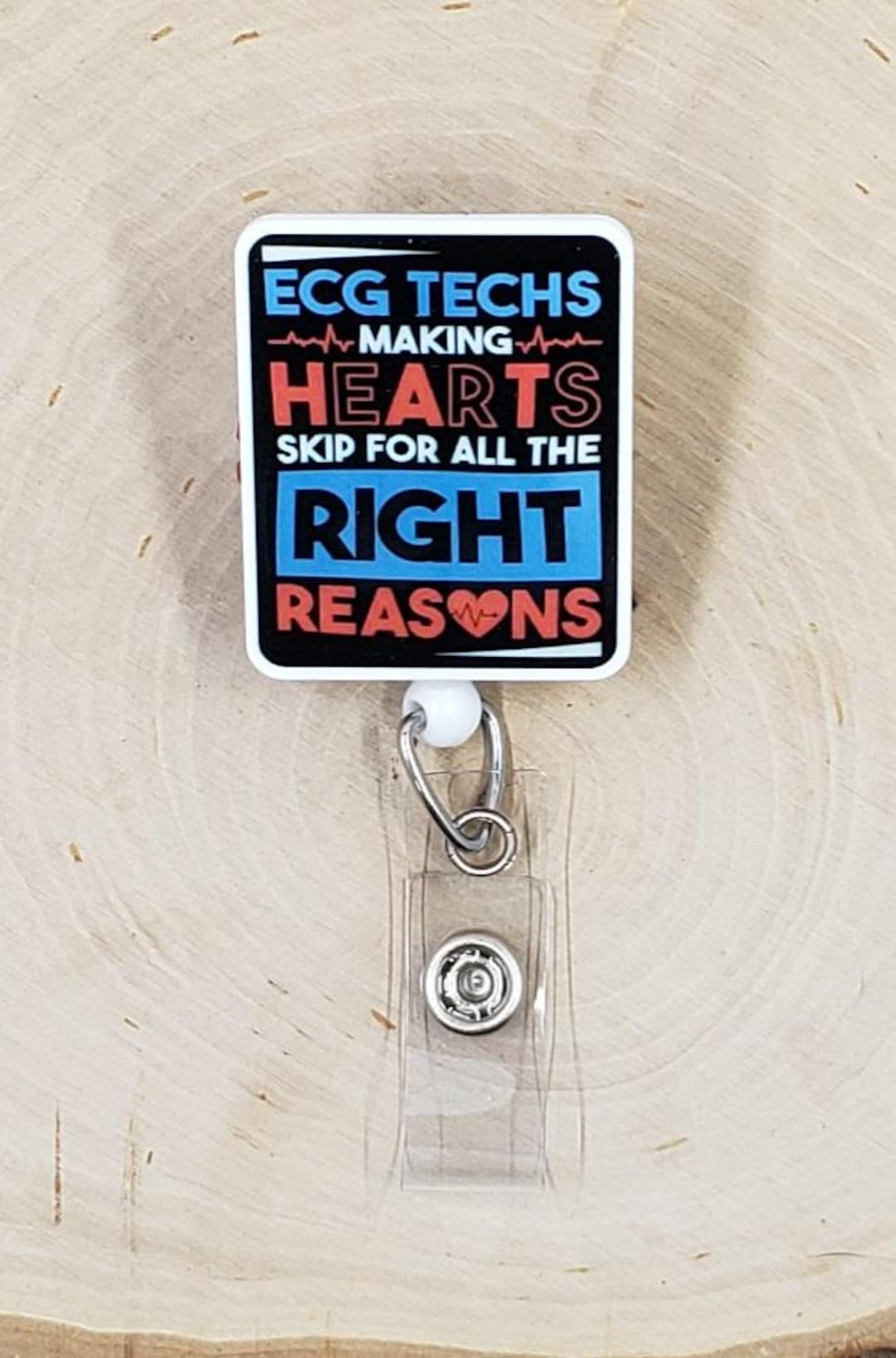 ECG Tech Badge Reel | Healthcare Badge Reel | Heart Hospital Badge ...