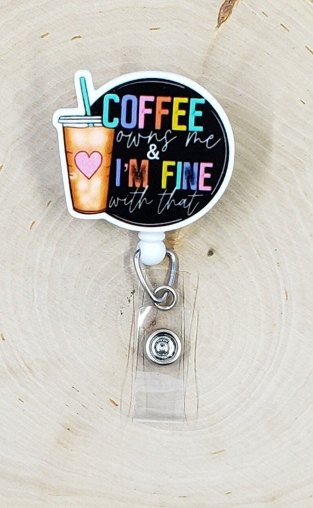 Coffee Badge Reel | Coffee Tumbler Badge Reel | Nurse Badge Holder ...