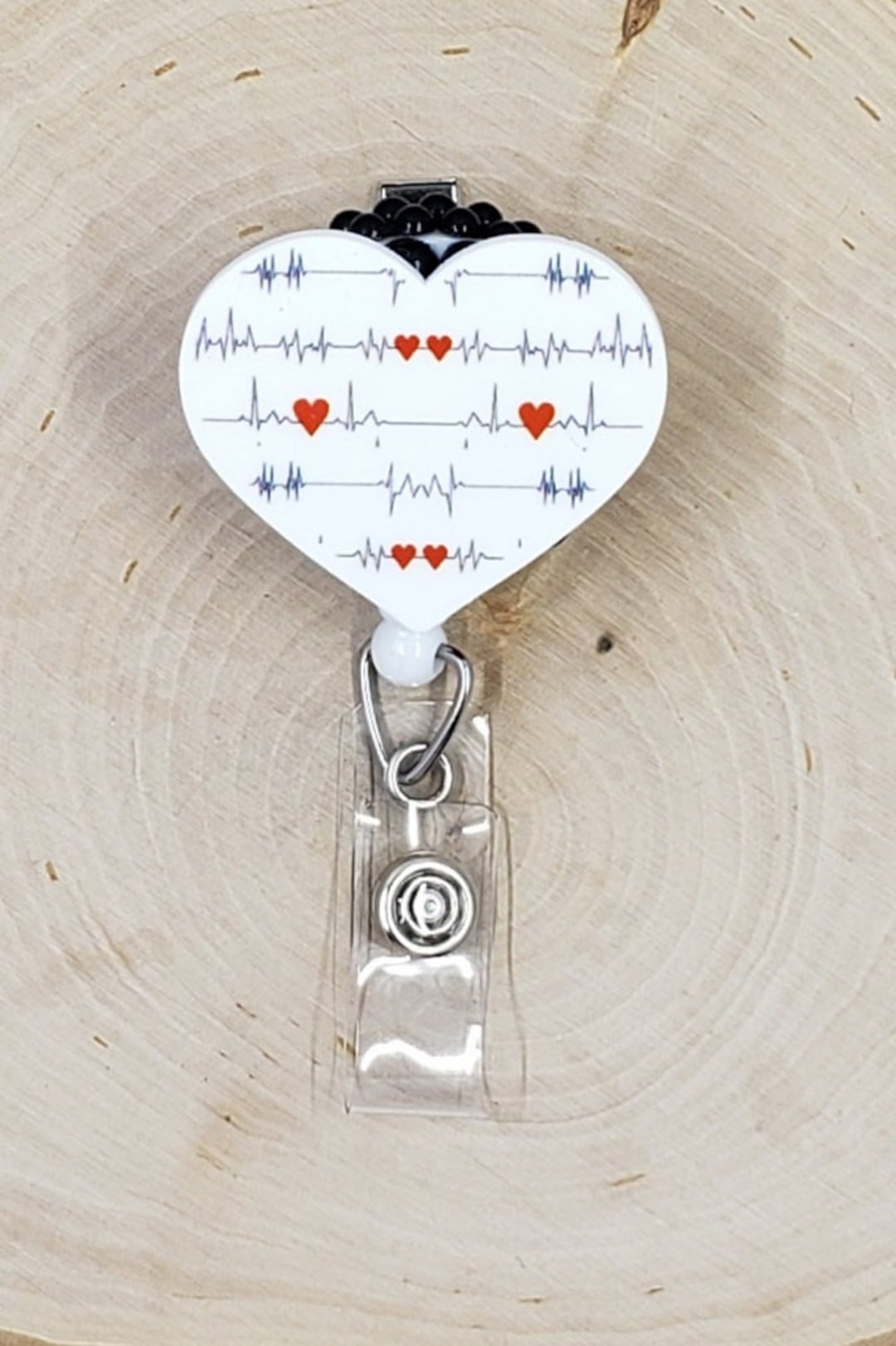 EKG Heart Badge Reel | Cardiology Nurse ID Holder | Cardiac Retractable ...