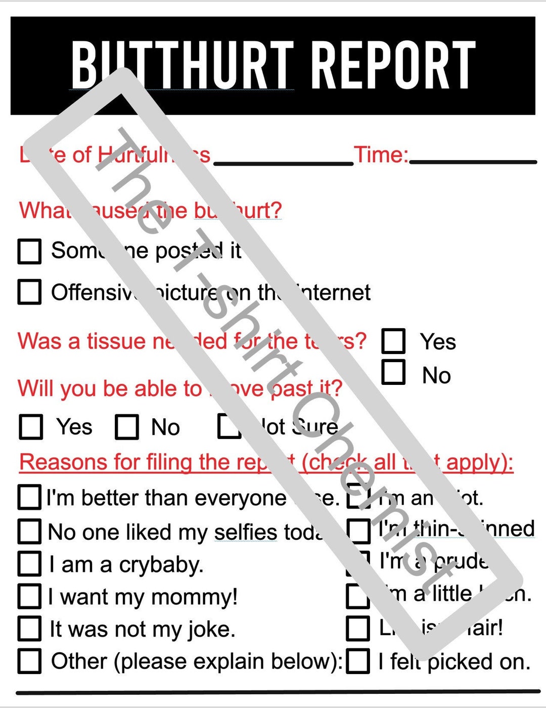 Butthurt Report PNG Design Instant Download - Etsy