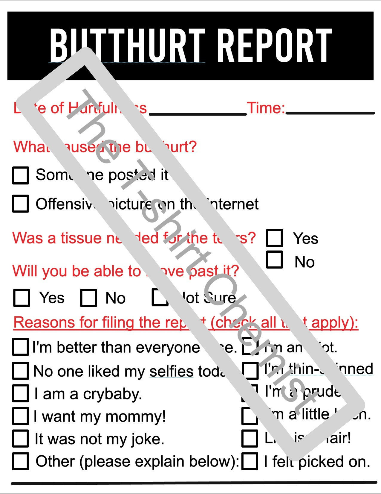 Butthurt Report PNG Design Instant Download - Etsy