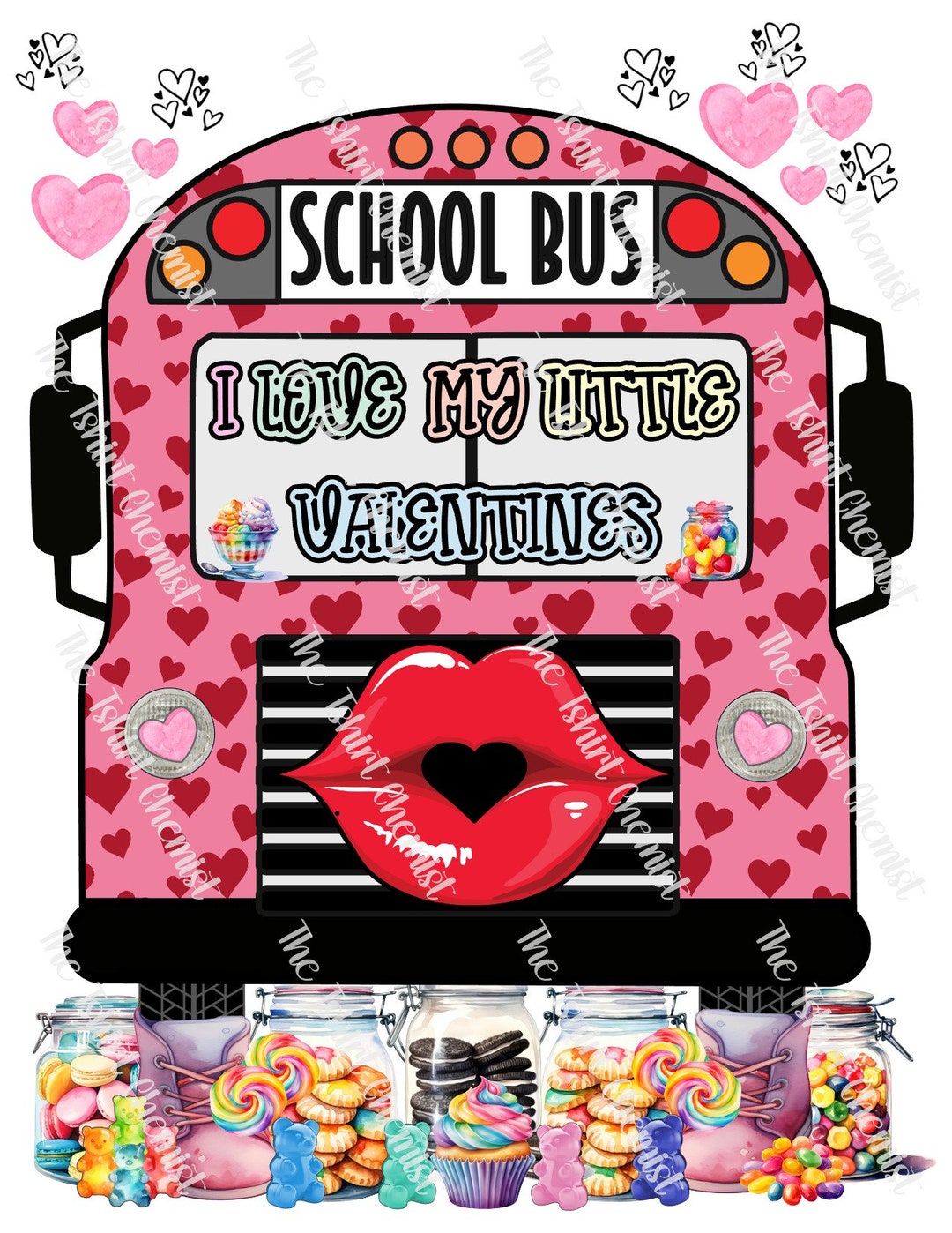 School Bus Valentines Day, I Love My Little Valentines, Png, Printable ...