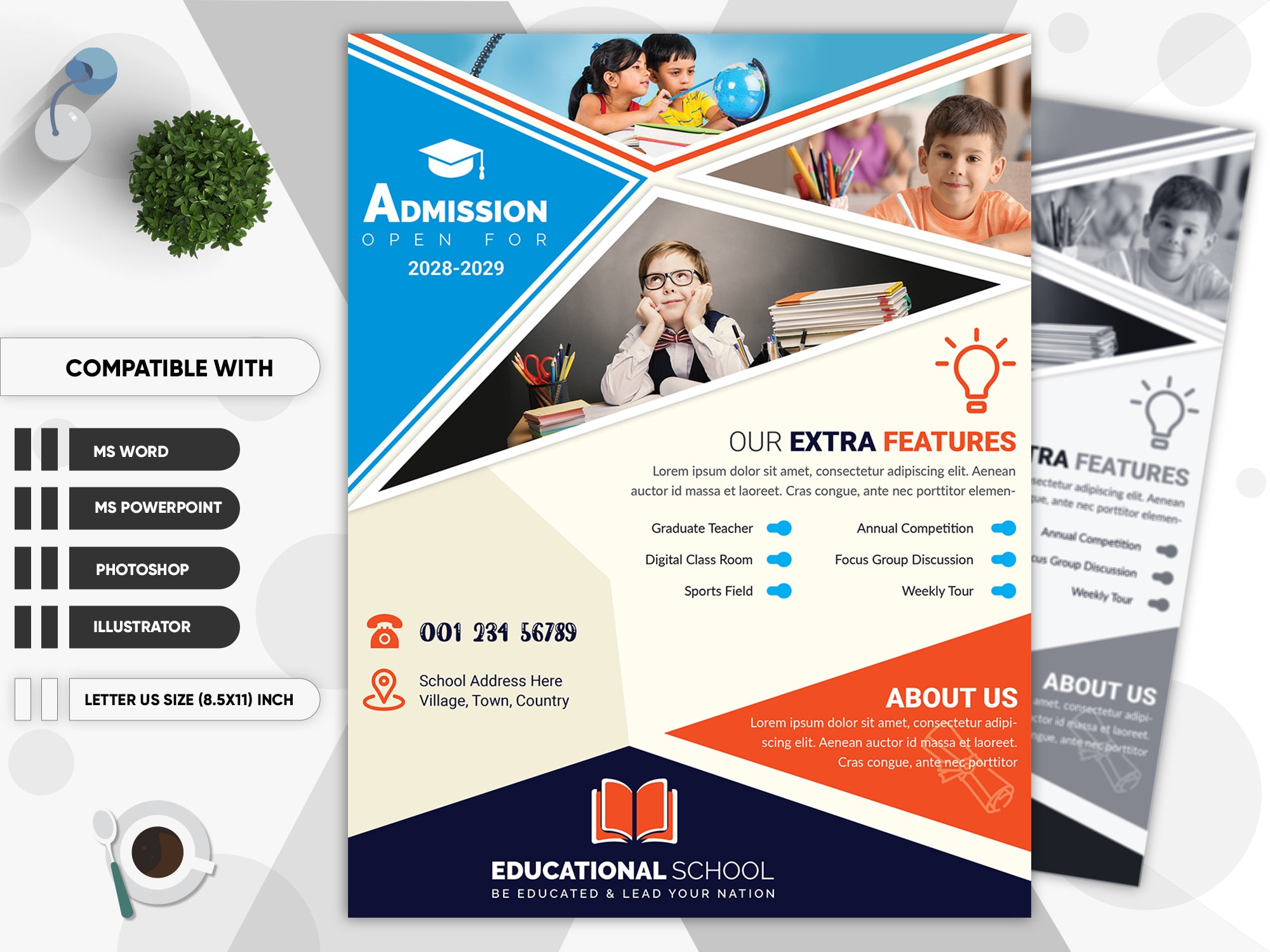 School Flyer, Back to School and Education Flyer Template. Compatible ...