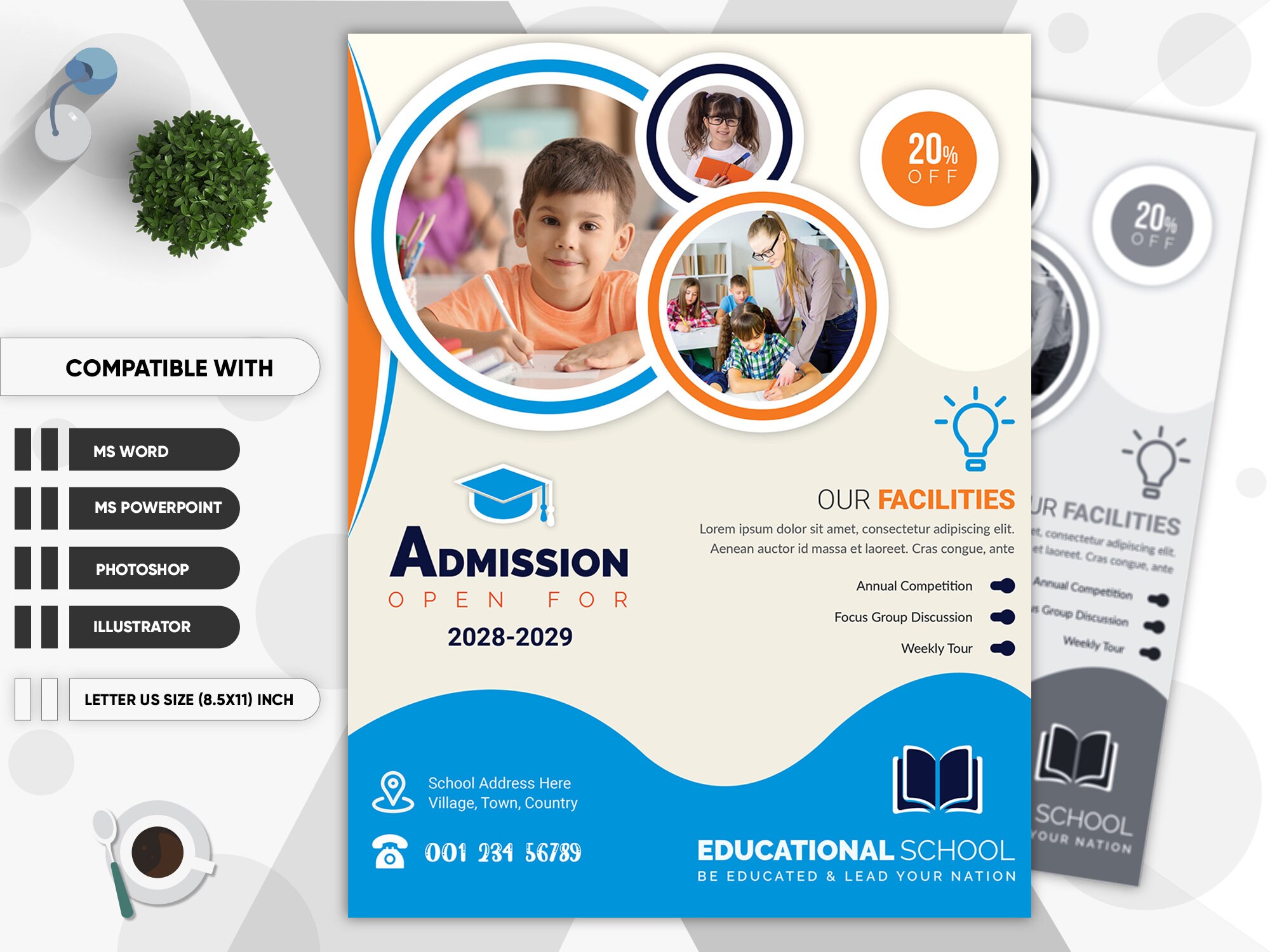 School Flyer, Back to School and Education Flyer Template. Compatible ...