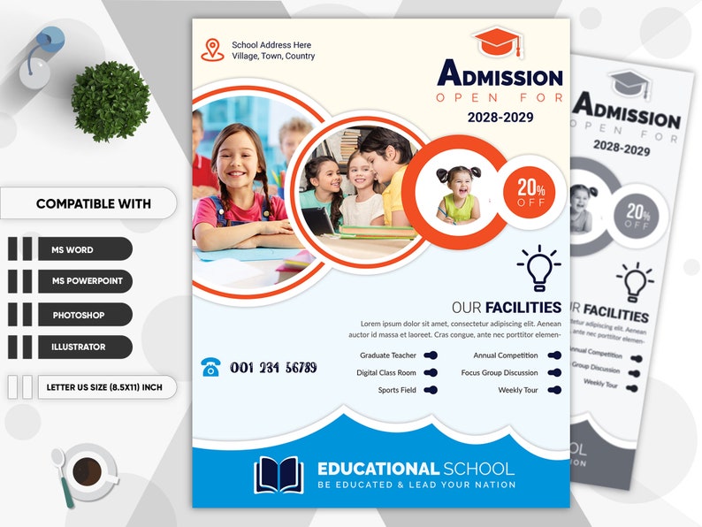 School Flyer, Back to School and Education Flyer Template. Compatible ...