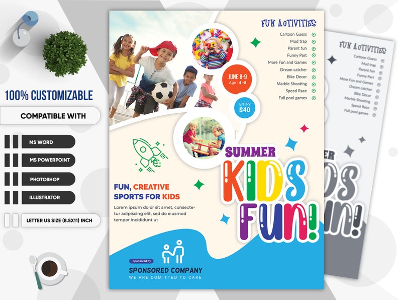 Summer Kids Camp Flyer, Fun Day Event (ms WORD, Powerpoint, PSD, Ai ...