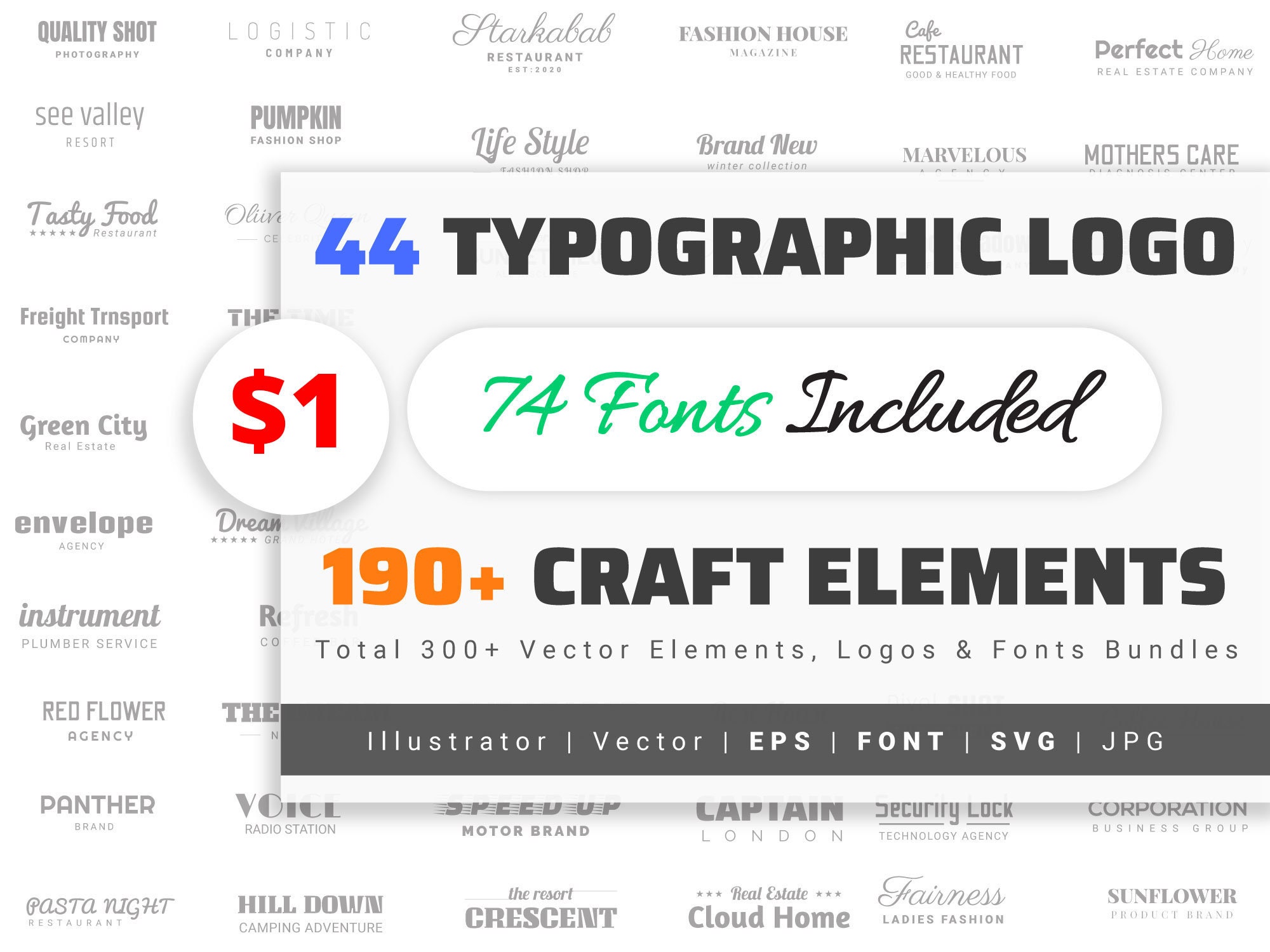 74 Fonts | 44 Typography Logo | 74 Typography Fonts and Typeface | 190 ...