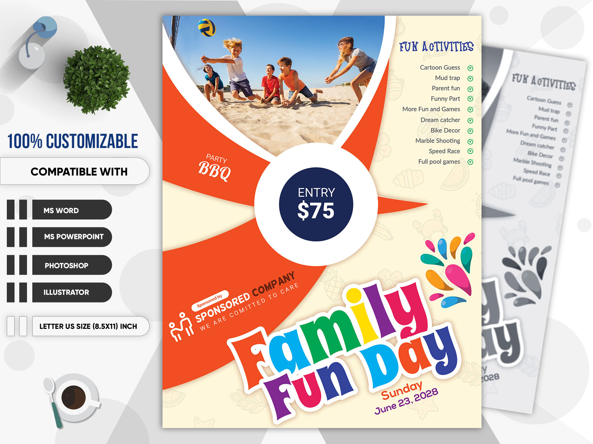 Family Fun Day. Kids Camp Summer Festival Flyer for Kids Creative & Fun ...