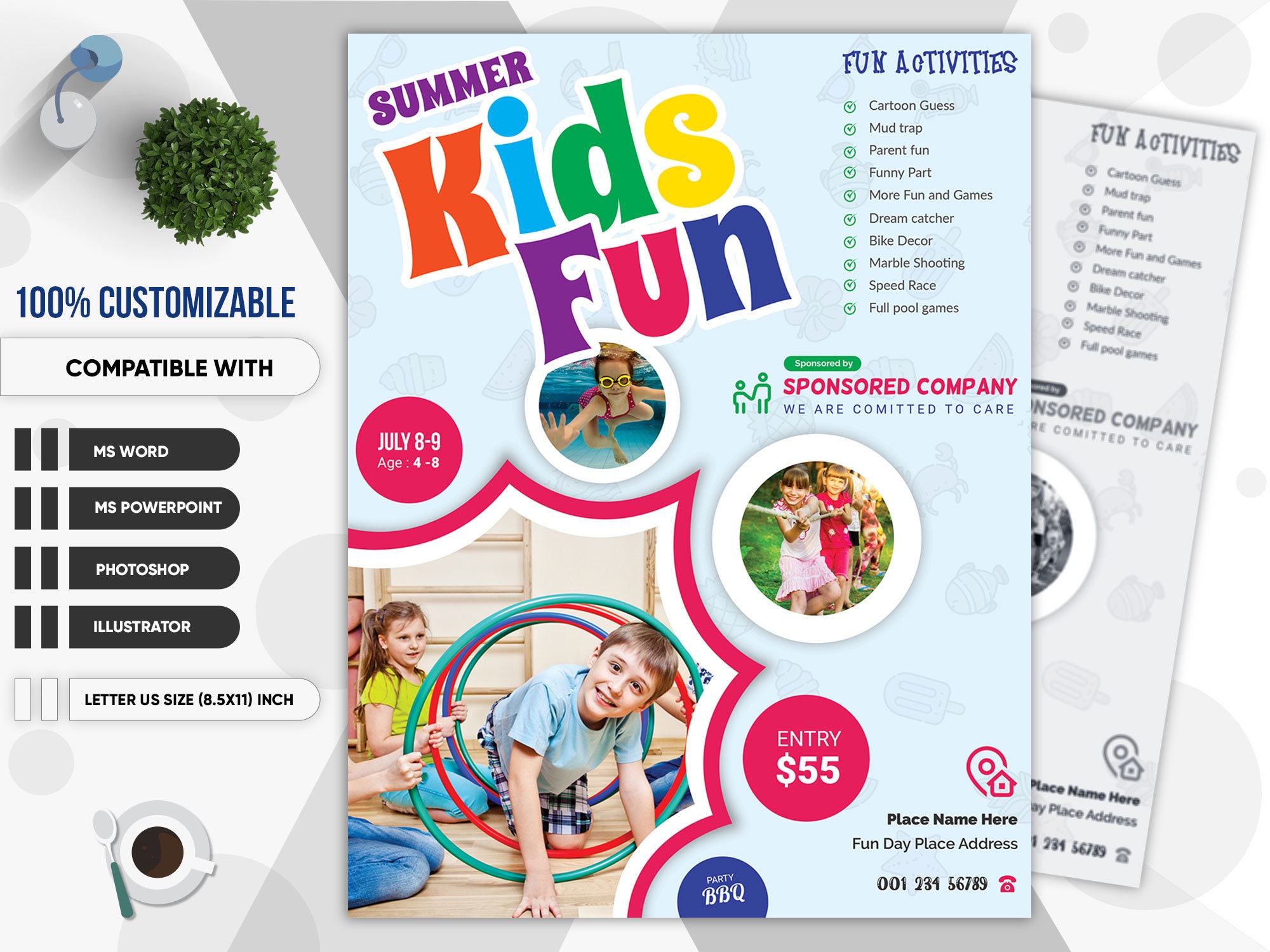 Summer Kids Camp Flyer, Fun Activities (PSD, Ai, EPS) - Etsy