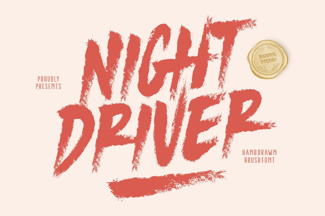 Night Driver Font, Brush Font SVG, DXF, OTF, Ttf Fonts Procreate, Fonts ...