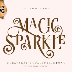 Magic Sparkle Font, Curly Fonts, Fancy Fonts, Cursive Font | SVG, DXF ...