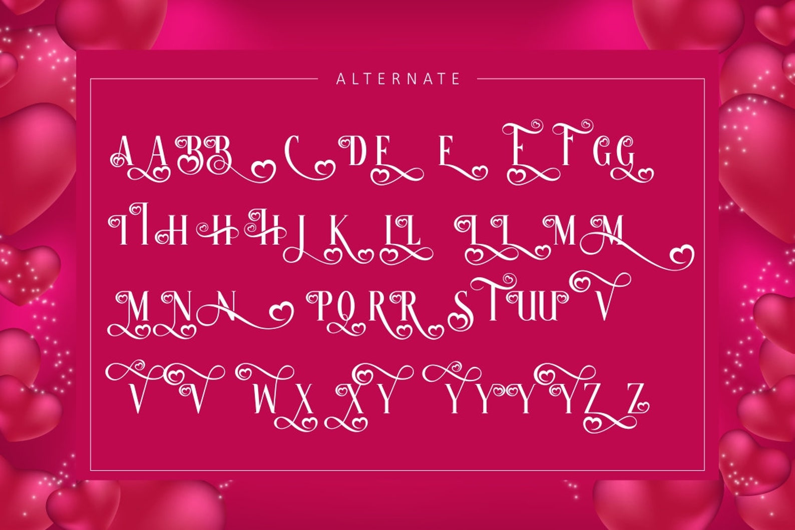 Magic Love Heart Font Cursive Font SVG DXF OTF Ttf | Etsy