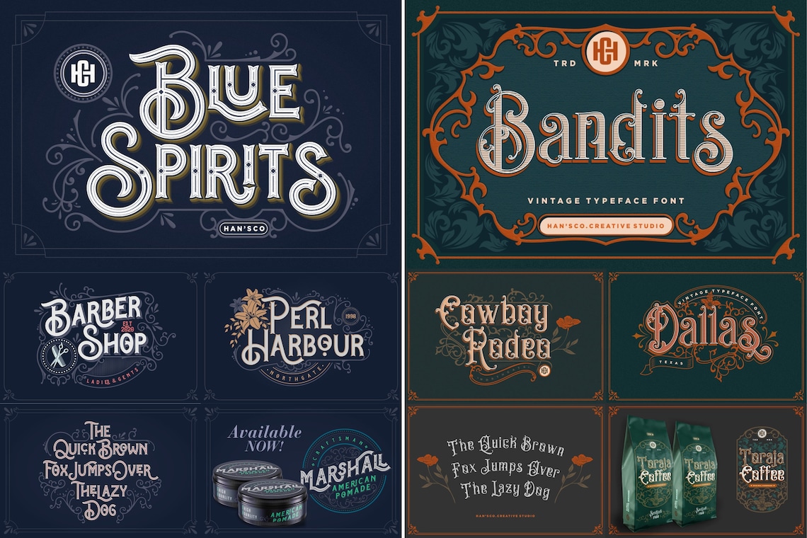 Vintage Fonts Bundle Typeface Retro Font Modern Vintage - Etsy