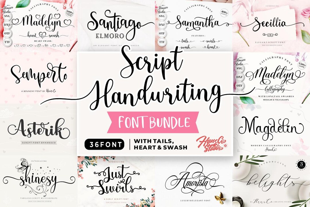 Handwriting Font Bundle | Otf, Ttf, Svg, Dxf | Handwritten Font, Canva ...
