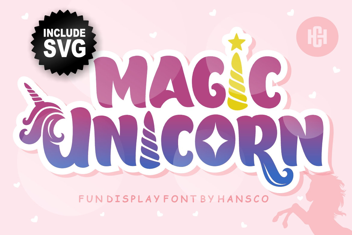 Magic Unicorn Fonts Unicorn Svg Fonts Kids SVG DXF OTF - Etsy