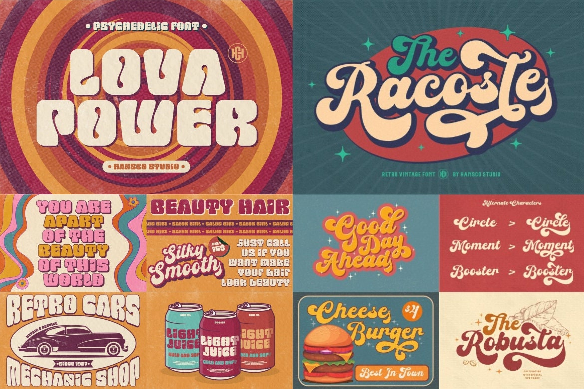Retro Vintage Font Bundle | OTF, TTF, Svg, Dxf Font Retro Bundles ...