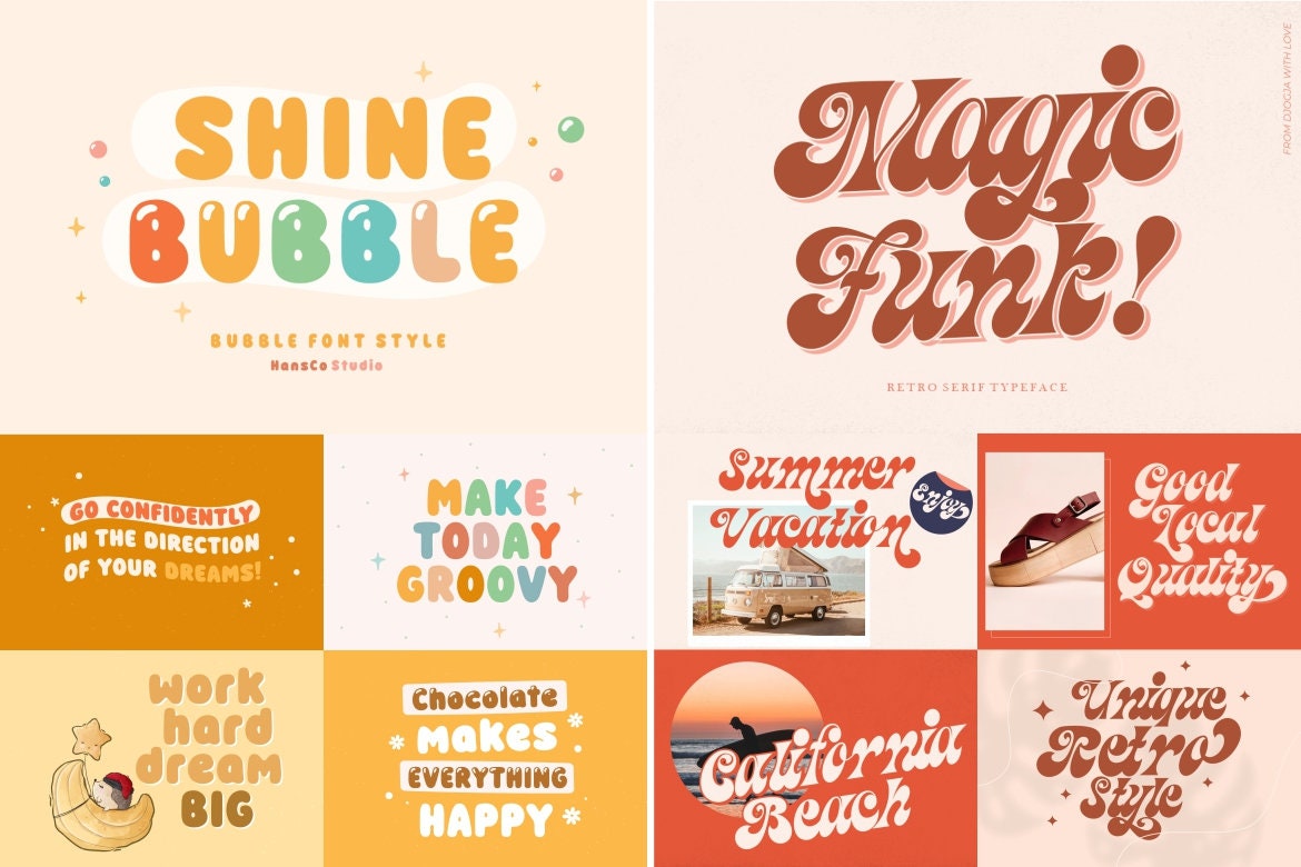 Retro Groovy Font Bundle OTF TTF Svg Dxf Fonts Retro - Etsy UK
