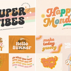 Retro Groovy Font Bundle OTF TTF Svg Dxf Fonts Retro - Etsy Canada