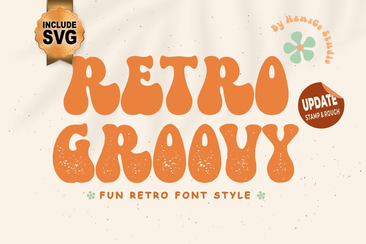 Retro Groovy Fonts SVG DXF OTF Ttf Fonts Procreate - Etsy