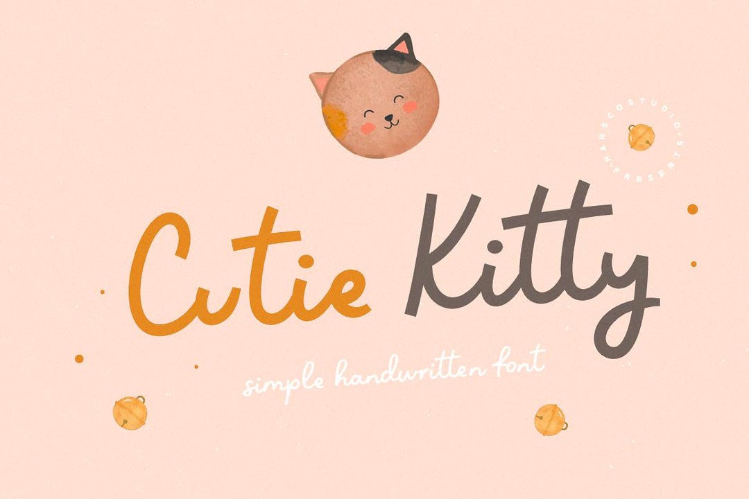 Cutie Kitty, a Monoline Font, OTF, TTF, SVG, Dxf, Script Font ...
