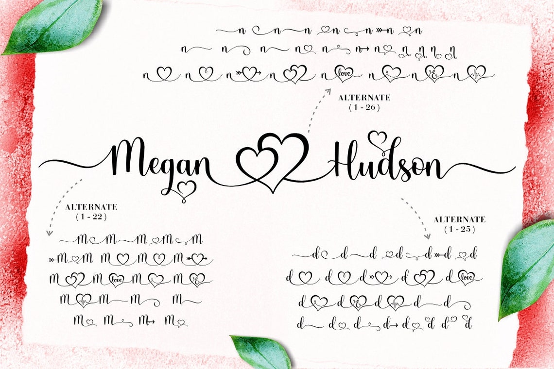 Madelyn Heart Font Cursive Font SVG DXF OTF Ttf Fonts | Etsy UK